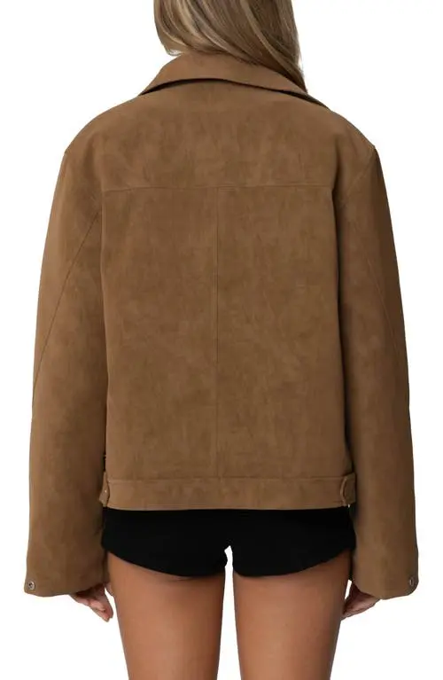EDIKTED Oversized Faux Suede Jacket - Camel