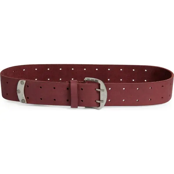 Free People Double Cross Leather Belt - Blackberry
