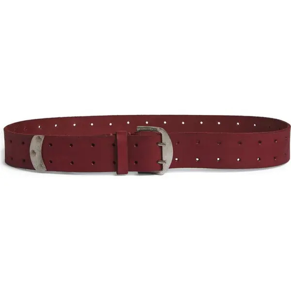 Free People Double Cross Leather Belt - Crimson