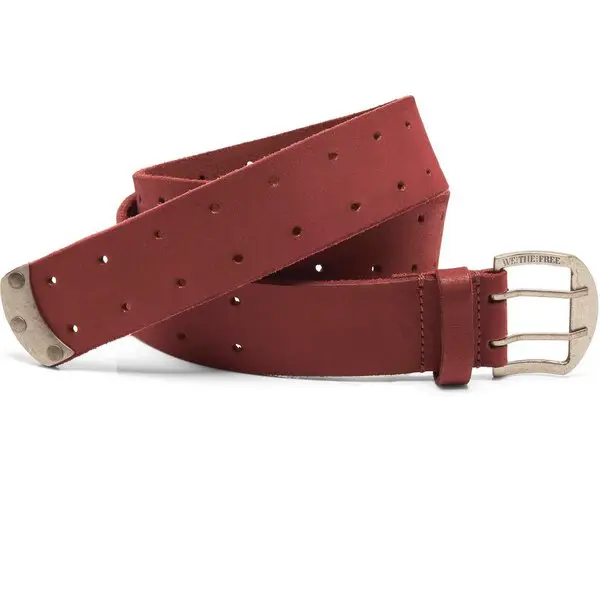 Free People Double Cross Leather Belt - Oxblood