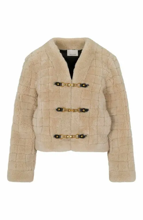 Rebecca Taylor Quilted Stitch Shearling Jacket