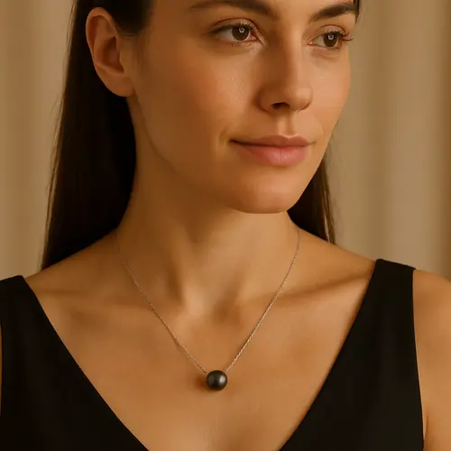 DONATELLO GIAN Sterling Silver Shell Pearl Necklace - Black