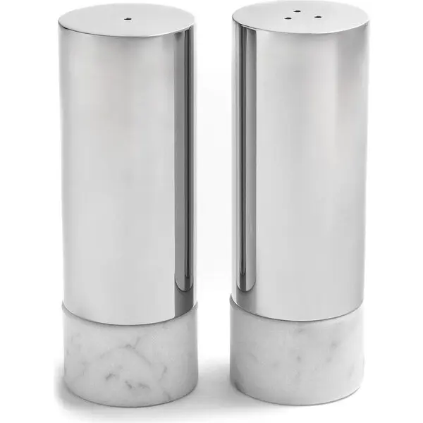 ANNA NEW YORK Coluna Dual Salt & Pepper Shaker Set - White And Silver
