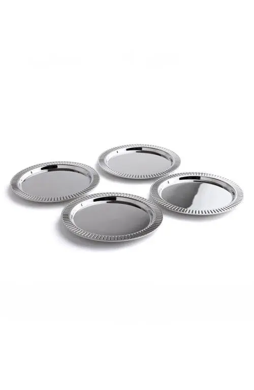 ANNA NEW YORK Striations Coasters With Holder - Silver