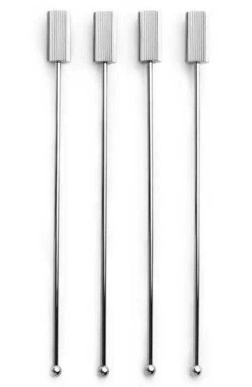 ANNA NEW YORK Striations Set Of 4 Drink Stirrers - Silver