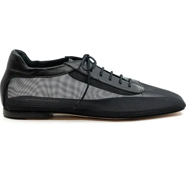 ANDREA GOMEZ Antonia Clear Mesh Flat - Black