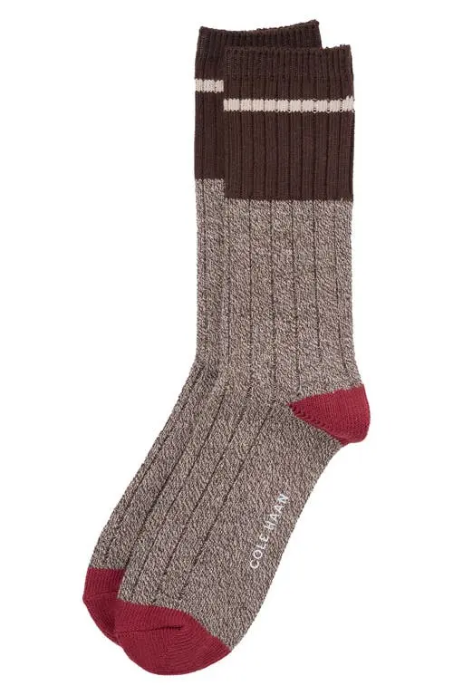 Cole Haan Ribbed Crew Socks - Brown Assorted