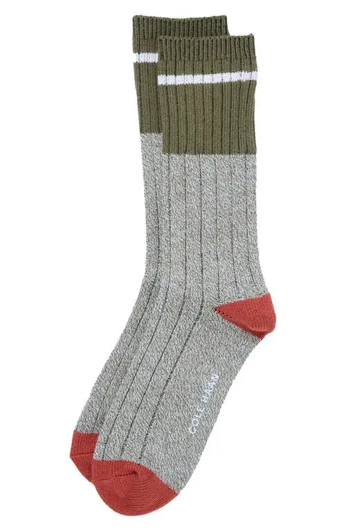 Cole Haan Ribbed Crew Socks - Olive Assorted