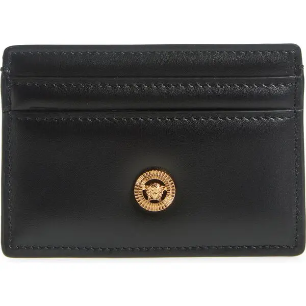 Versace Medusa Leather Card Case - Black-versace Gold