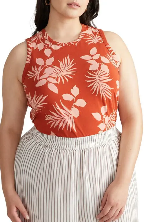 Universal Standard Cai Stretch Pima Cotton Tank - Rooibos Tea Palm Print