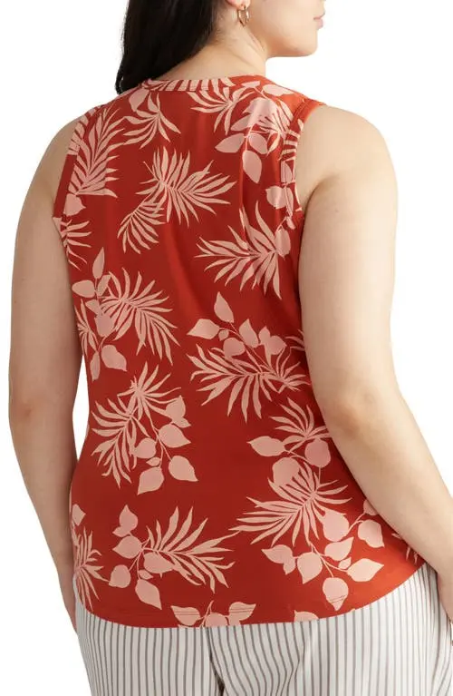 Universal Standard Cai Stretch Pima Cotton Tank - Rooibos Tea Palm Print