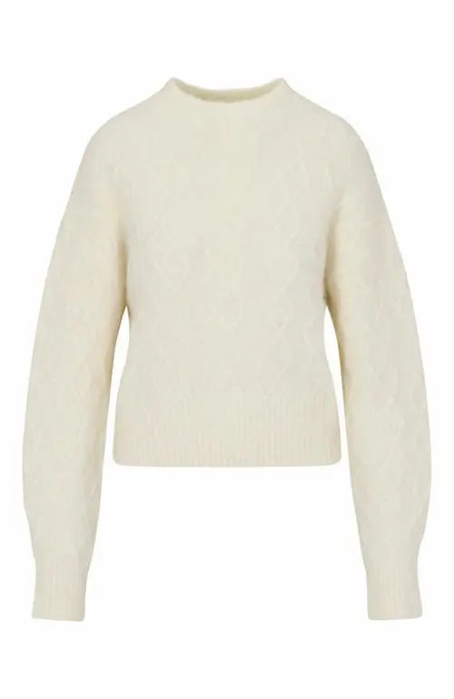 Rebecca Taylor Yael Cropped Cable Knit Sweater - Eggshell