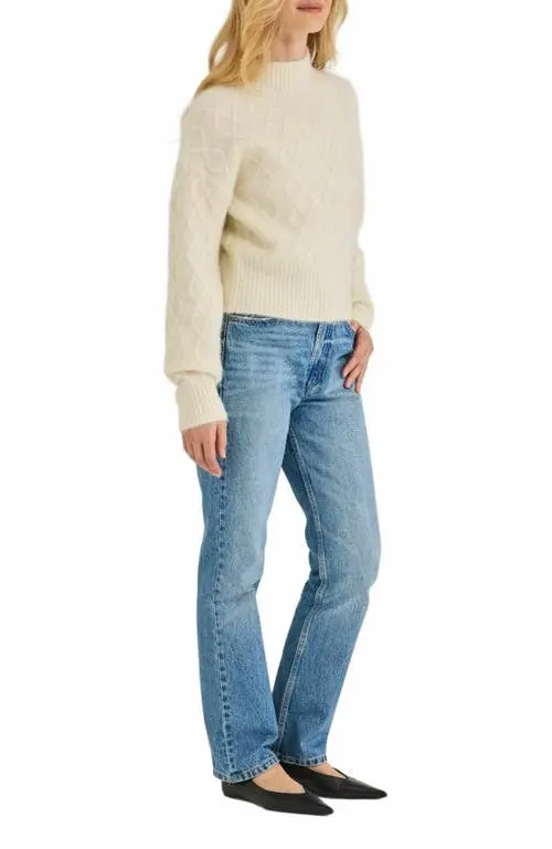 Rebecca Taylor Yael Cropped Cable Knit Sweater - Eggshell