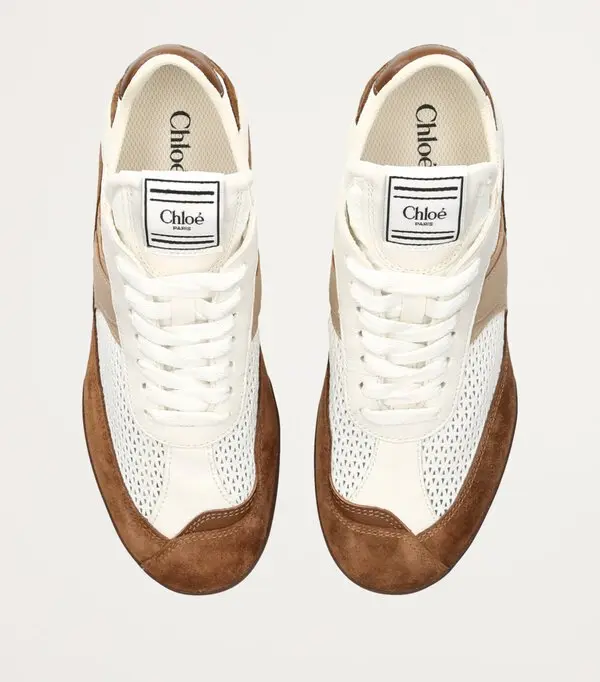 Chloé Kick Leather Lace Up Sneakers - Brown