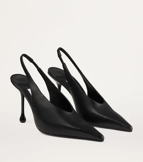 JIMMY CHOO Isa 95 Leather Slingback Pumps - Black