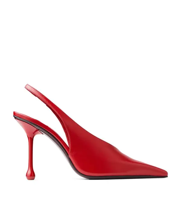 JIMMY CHOO Isa 95 Leather Slingback Pumps - Red