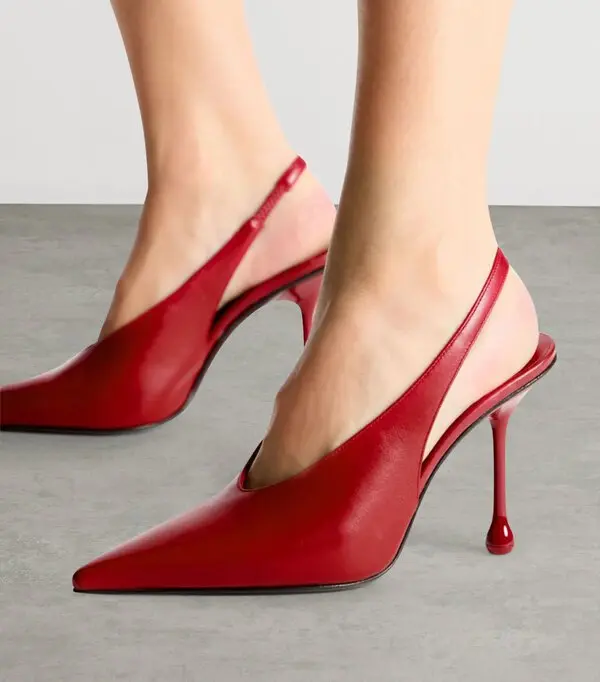 JIMMY CHOO Isa 95 Leather Slingback Pumps - Red