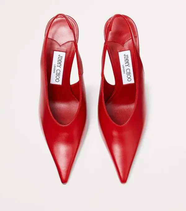 JIMMY CHOO Isa 95 Leather Slingback Pumps - Red