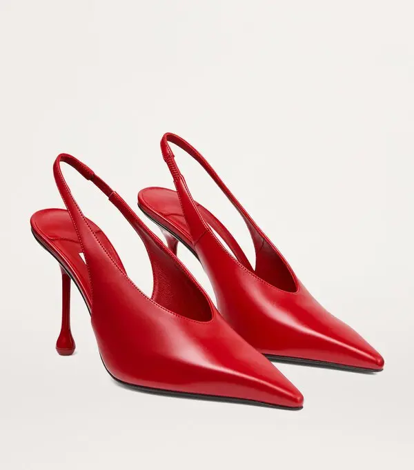 JIMMY CHOO Isa 95 Leather Slingback Pumps - Red