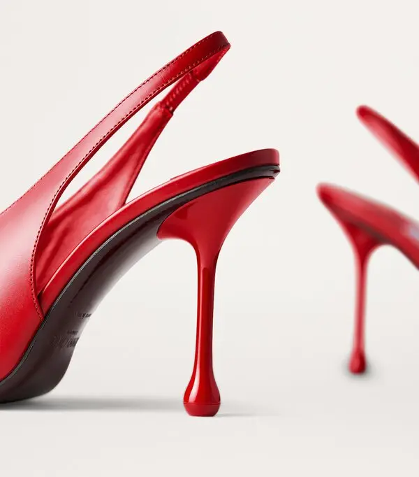 JIMMY CHOO Isa 95 Leather Slingback Pumps - Red
