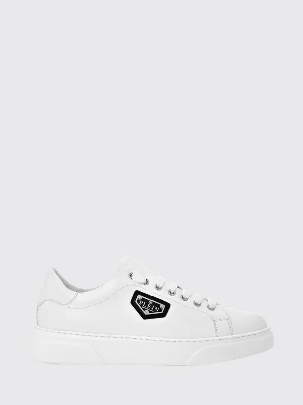 Philipp Plein Smooth Leather Low-top Sneakers With Applied Logo - White