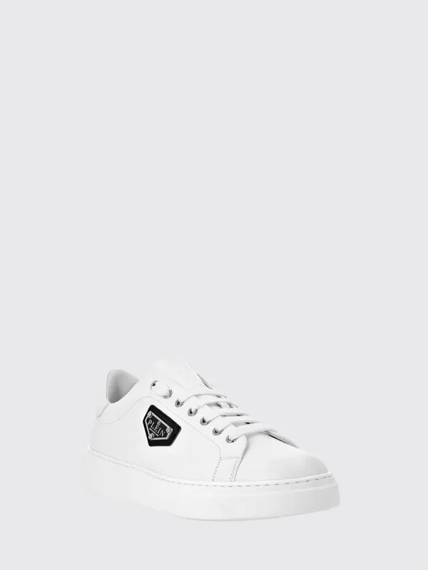 Philipp Plein Smooth Leather Low-top Sneakers With Applied Logo - White