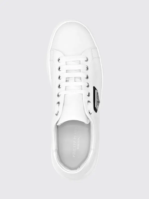 Philipp Plein Smooth Leather Low-top Sneakers With Applied Logo - White