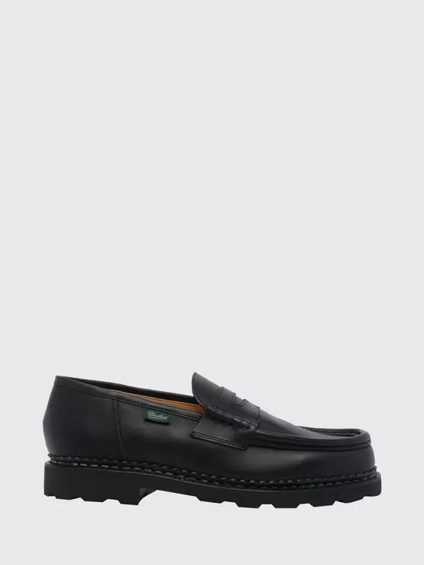 Paraboot Smooth Calfskin Penny Loafers With Lug Sole