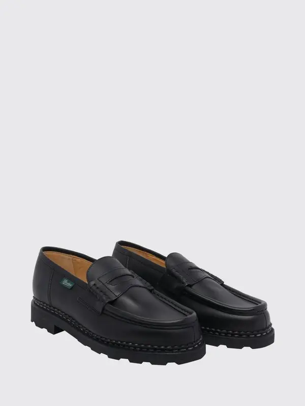 Paraboot Smooth Calfskin Penny Loafers With Lug Sole