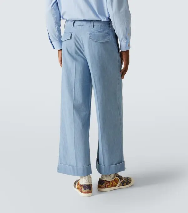 Valentino Garavani Cropped Wide-leg Denim Pants