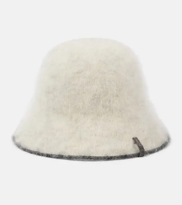 Brunello Cucinelli Knitted Mohair-blend Cloche Hat - White