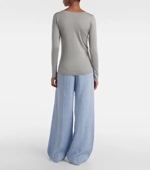 Brunello Cucinelli Sparkling Cashmere And Silk-blend Sweater - Grey