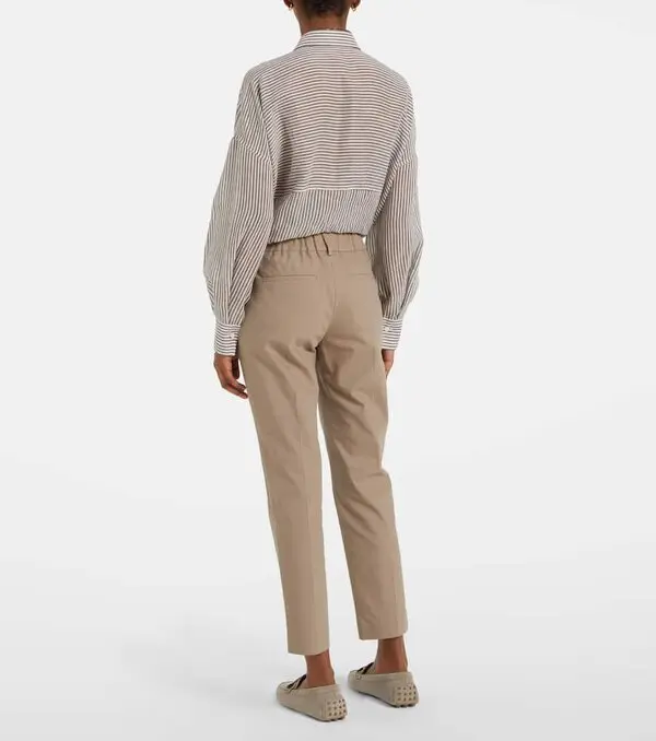 Brunello Cucinelli Cotton-blend Slim Trousers