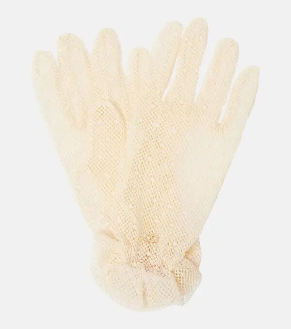 Valentino Garavani Vlogo Tulle Gloves - Beige