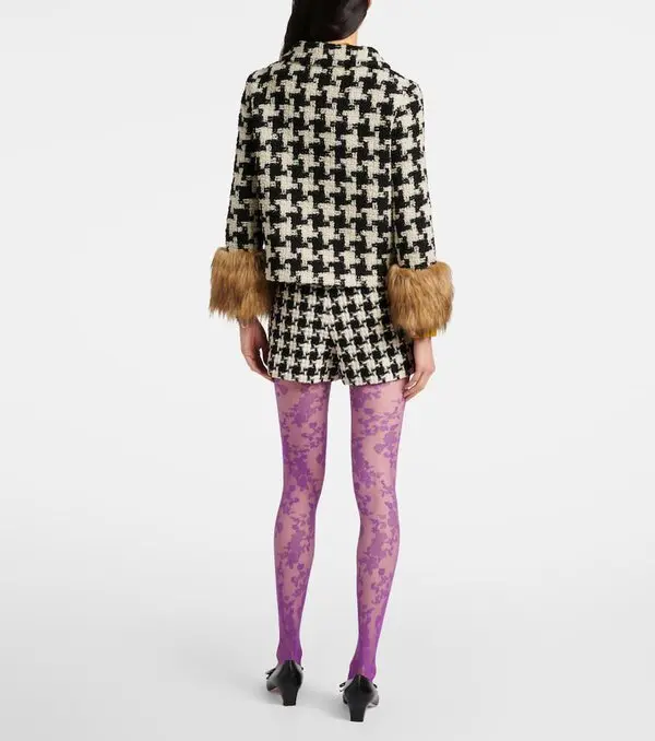 Valentino Garavani Floral Lace Tights - Purple