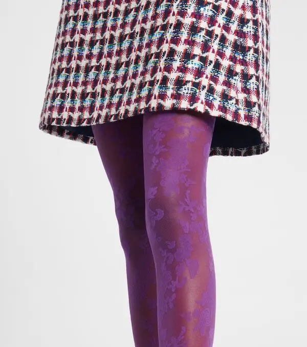 Valentino Garavani Floral Lace Tights - Purple