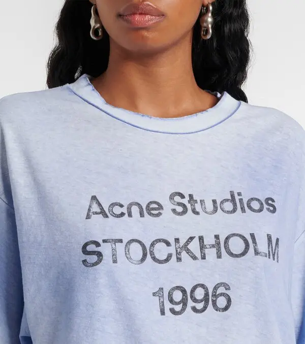 Acne Studios Logo Cotton And Hemp Jersey T-shirt