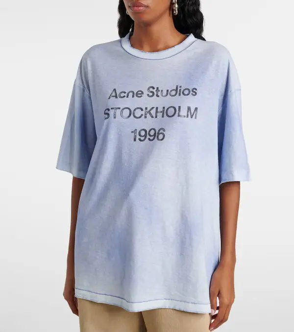 Acne Studios Logo Cotton And Hemp Jersey T-shirt