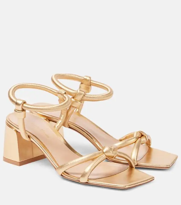 GIANVITO ROSSI Juno 55 Leather Sandals - Gold