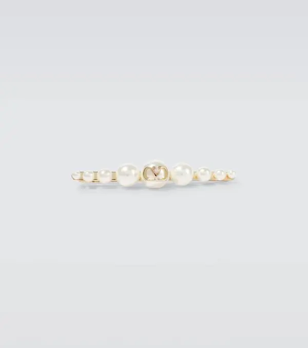 Valentino Garavani Faux Pearl-embellished Tie Pin - Gold