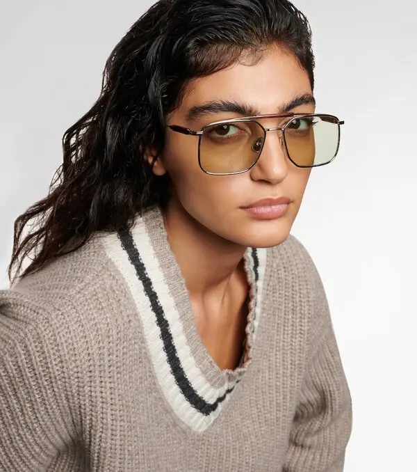 Brunello Cucinelli Sartorial Sunset Square Sunglasses - Silver