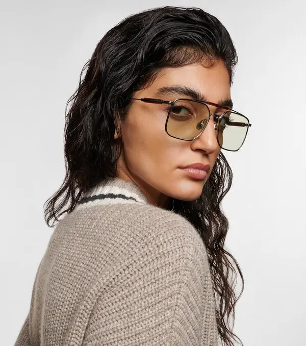 Brunello Cucinelli Sartorial Sunset Square Sunglasses - Silver