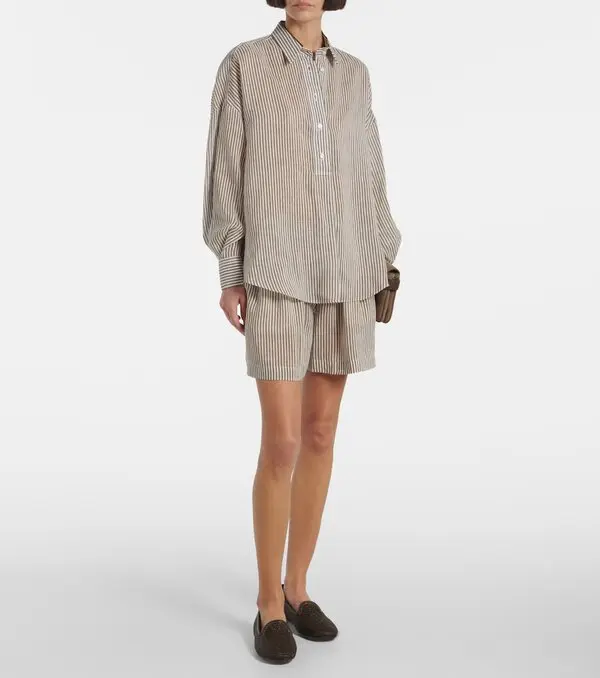Brunello Cucinelli Striped Linen And Silk Shirt