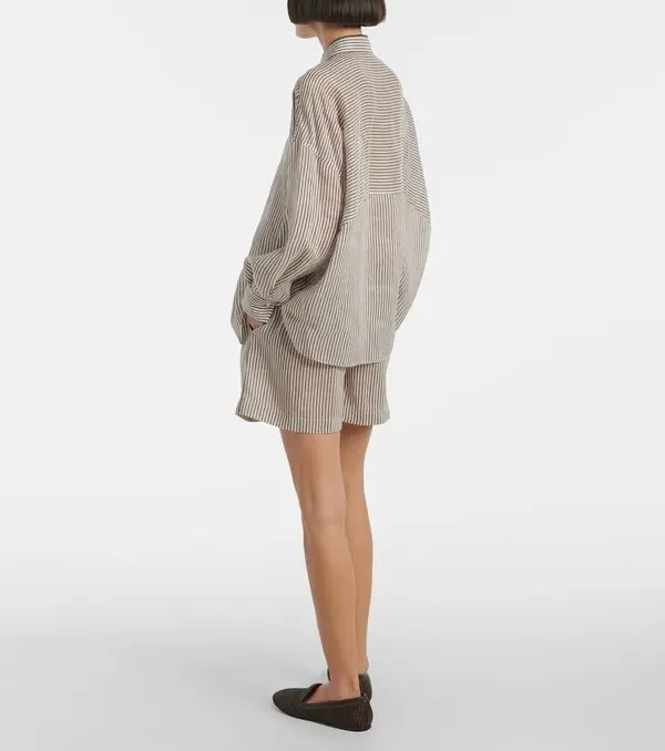 Brunello Cucinelli Striped Linen And Silk Shirt