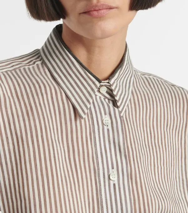 Brunello Cucinelli Striped Linen And Silk Shirt