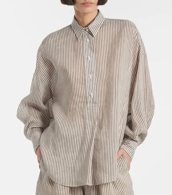 Brunello Cucinelli Striped Linen And Silk Shirt