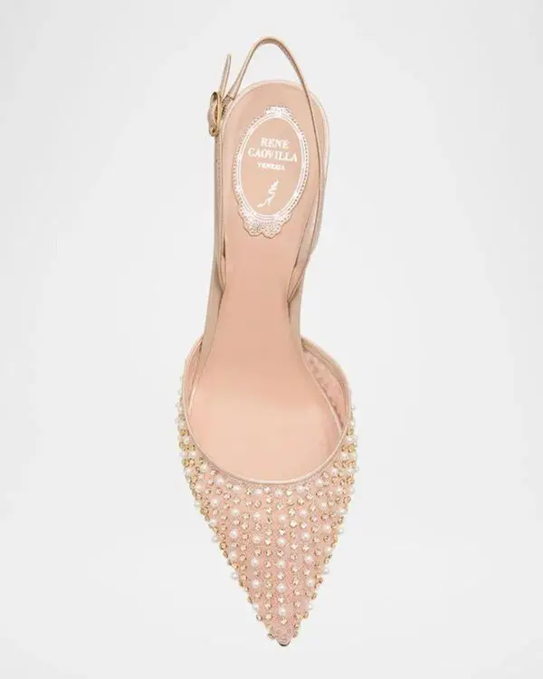 Rene Caovilla Cinderella Embellished Slingback Pumps