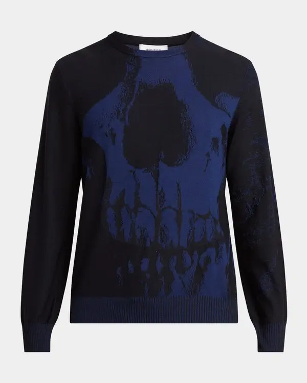 Alexander McQueen Exploded Skull Wool Sweater - Blue/black
