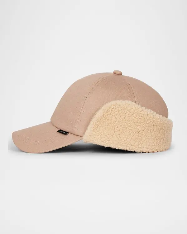 Paul Smith Faux Shearling Ear Flap Baseball Cap In Tan - 60  display picture 3