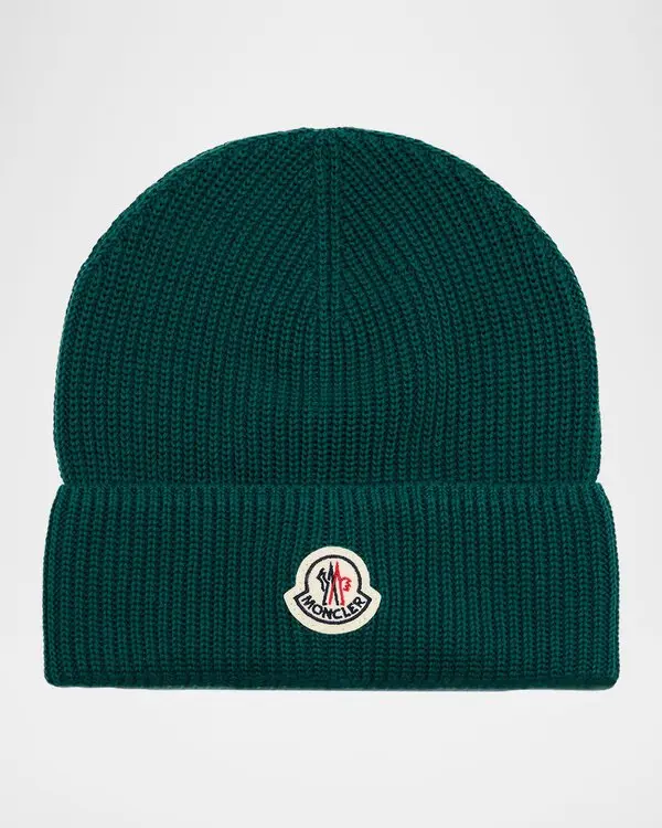 Moncler Ribbed Cotton Beanie - Dark Green